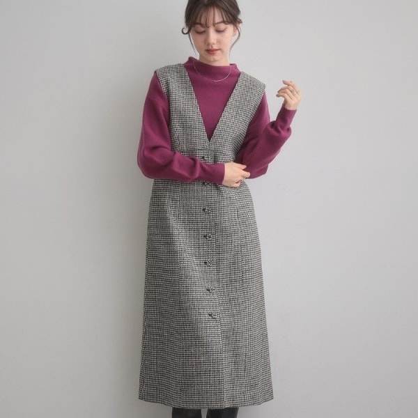 クチュールブローチ（Couture Brooch）/【クラシカル・通勤】ラメ千鳥釦デザインジャンスカ