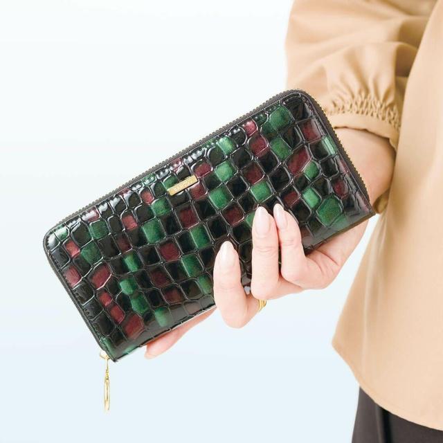 バルコス（BARCOS）/BARCOS配色ソフトステンドガラスレザーラウンド型財布