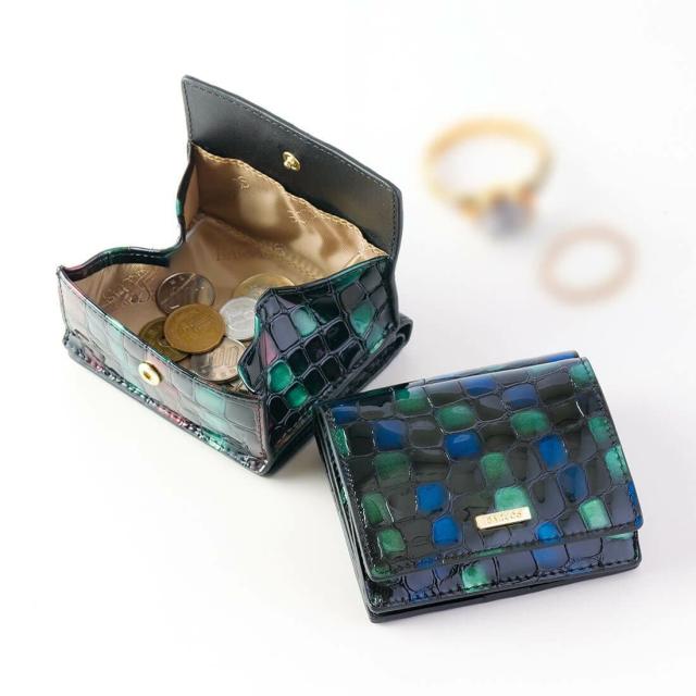 バルコス（BARCOS）/BARCOS配色ソフトステンドガラスレザー折財布