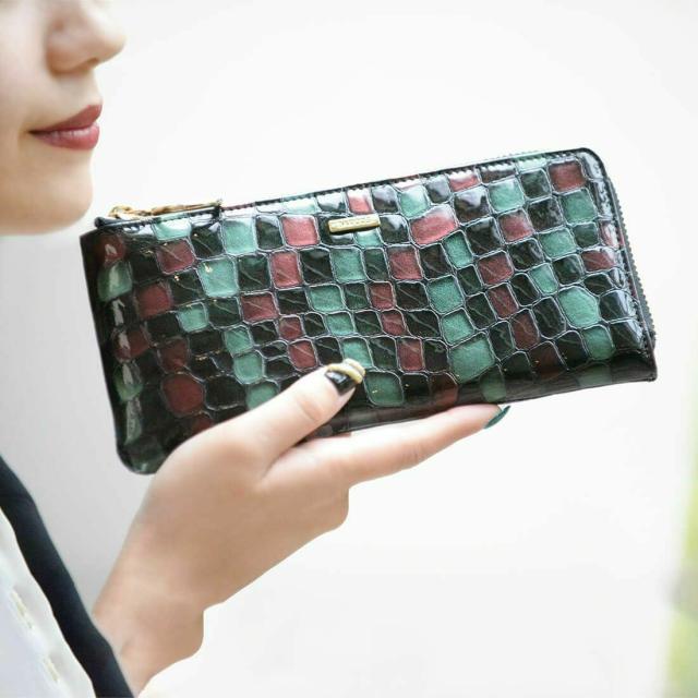 バルコス（BARCOS）/配色ソフトステンドガラスレザーL字型財布