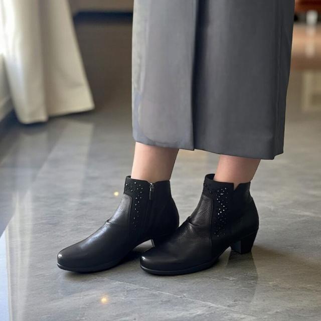 モネ（Monet）/【25秋冬新作】【Monet】ショートブーツ レディース 太ヒール スタッズ付き 上品 おしゃれ
