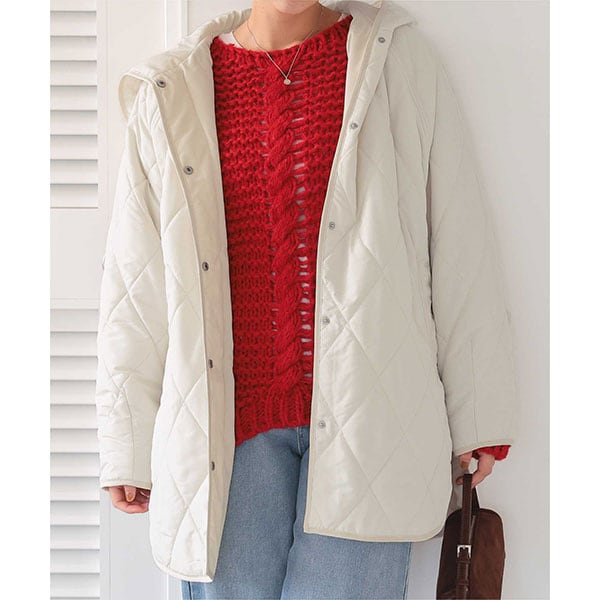 ティティベイト（titivate）/フーデットキルティングショートコート