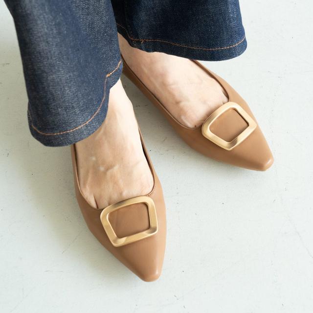 ラウナレア（Launa lea）/【25秋冬新色】スクエアバックルフラットパンプス(0576)