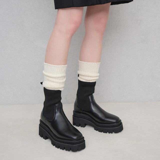 ラウナレア（Launa lea）/【25秋冬】ニットソックス厚底ブーツ(S159)
