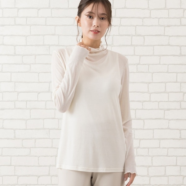 ピサーノ（PISANO）/【手洗いOK・綿100％】ボトルネック・シアートップス