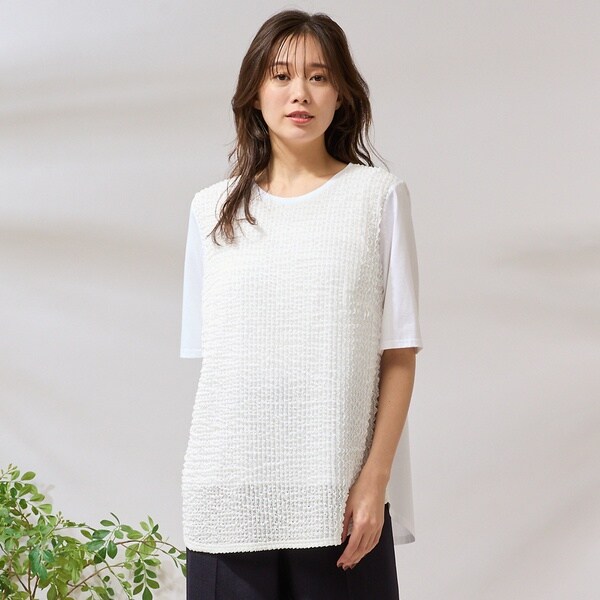 PISANO コットントップス 手洗いOK・綿100％】ランダムドットプリント