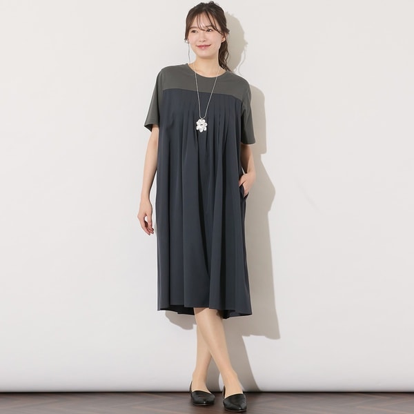 ピサーノ（PISANO）/【手洗いOK】天竺/スパンローンドッキングタックワンピース