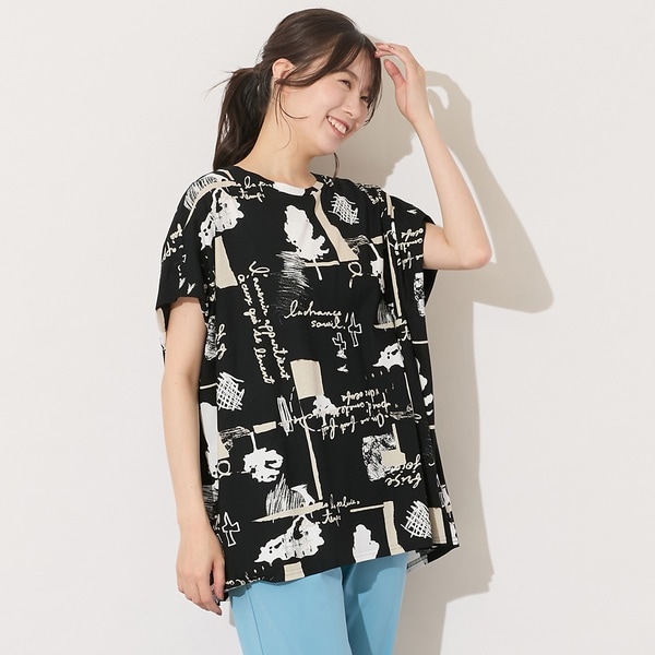 ピサーノ（PISANO）/【手洗いOK・綿100％】パワーショルダープリントカットソー