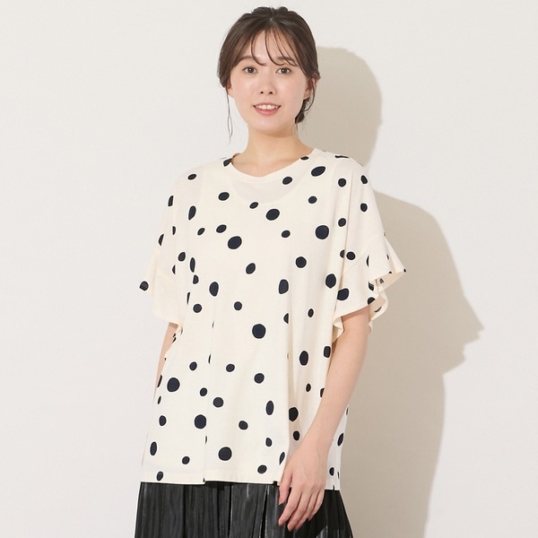 ピサーノ（PISANO）/【手洗いOK・綿100％】ランダムドットプリント・ボクシーライントップ