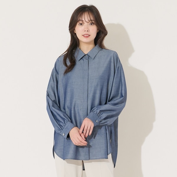 ピサーノ（PISANO）/【手洗いOK】デザインスリーブ・ダンガリーシャツ