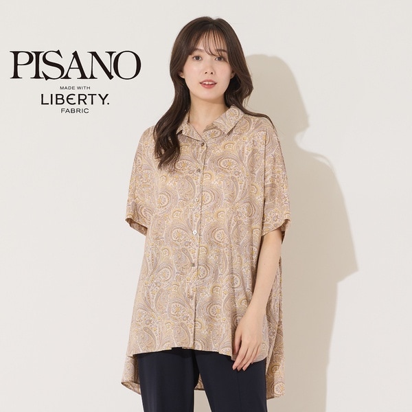 ピサーノ（PISANO）/【リバティコラボ・手洗いOK・綿100％】バックギャザーワイドシルエットブラウス