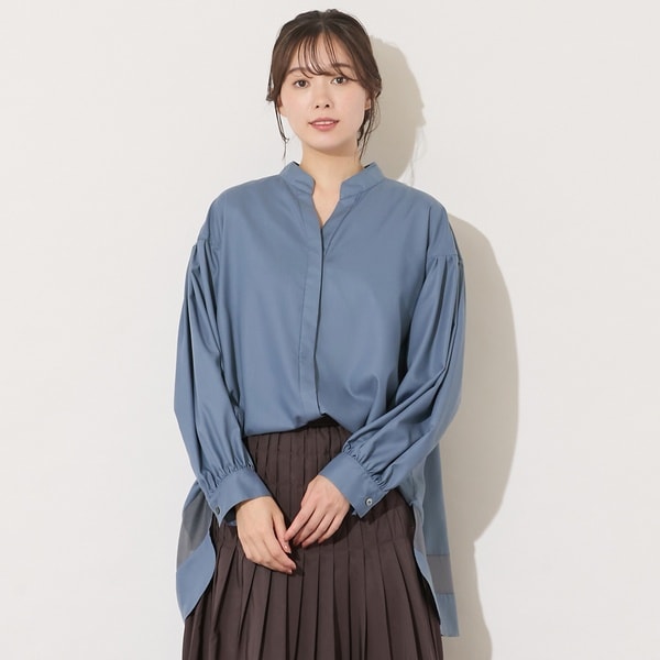 ピサーノ（PISANO）/【手洗いOK】スキッパー襟・バックヘム切り替えブラウス