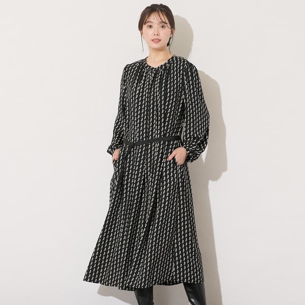 ピサーノ（PISANO）/【手洗いOK】幾何プリント・ギャザーワンピース