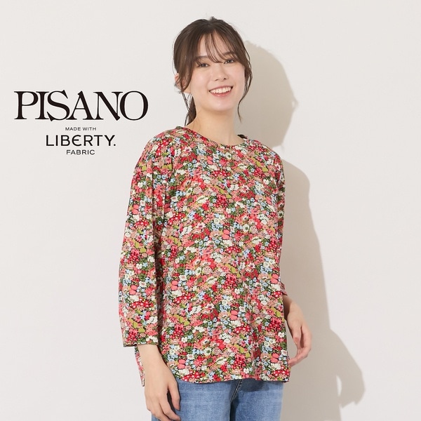 ピサーノ（PISANO）/【手洗いOK・綿100％・リバティコラボ】フラワープリントラウンドヘムカットソー