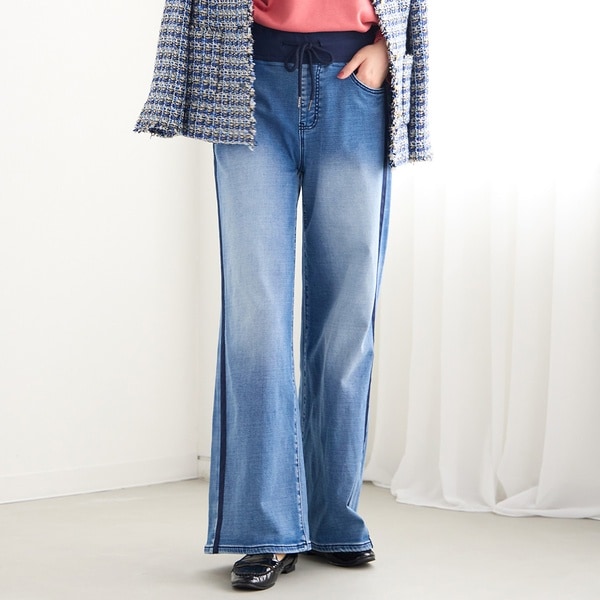 ピサーノ（PISANO）/【手洗いOK・インディニット】サイドラインワイドデニム