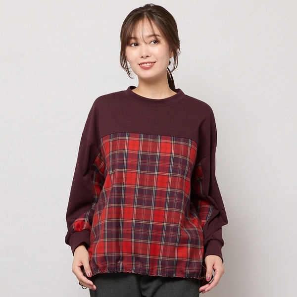 ピサーノ（PISANO）/【セットアップ対応】スタンドカラー・チェック柄トップ