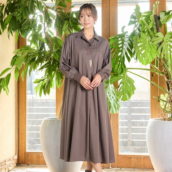 ピサーノ（PISANO）/【手洗いOK】Aライン・オープンカラーワンピース