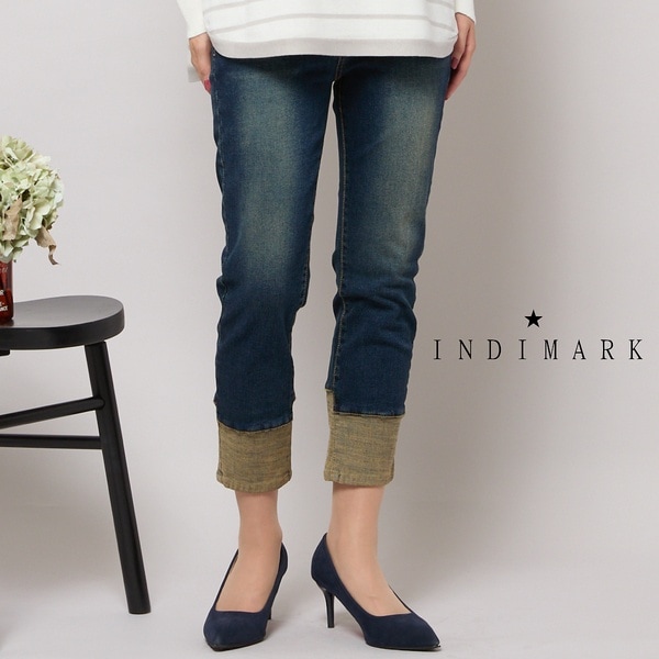 ピサーノ（PISANO）/【手洗いOK・INDIMARKコラボ】デニムストレート・裾切り替えパンツ