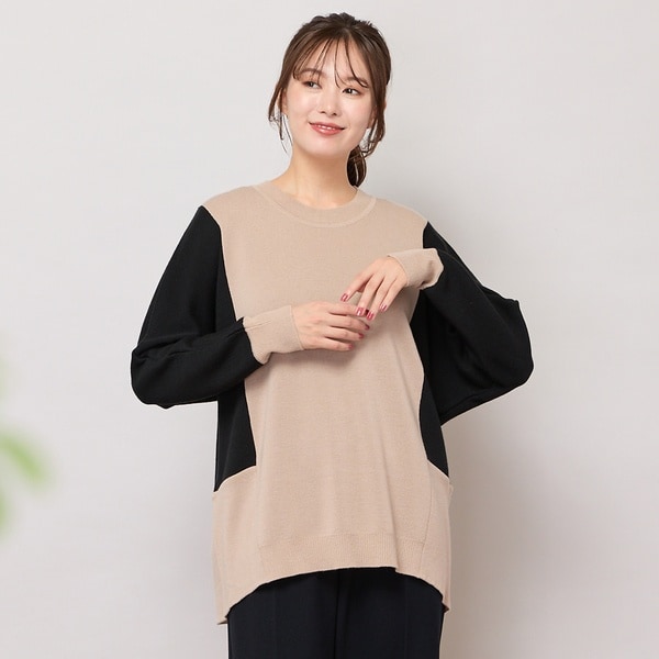 ピサーノ（PISANO）/バイカラー配色・ドルマンスリーブニット