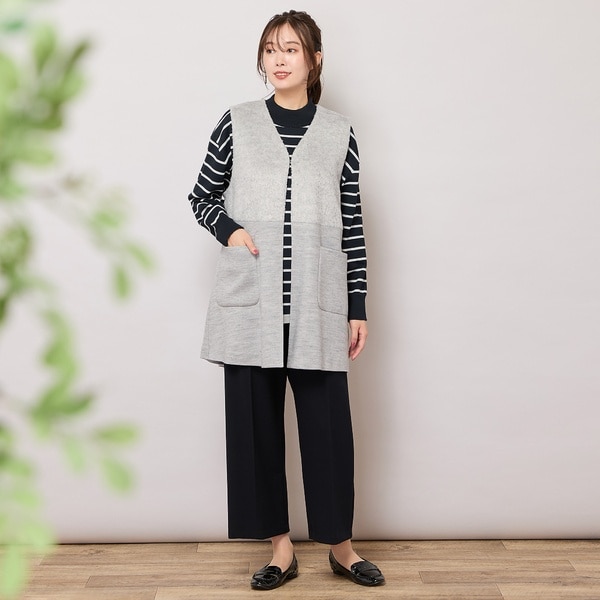 ピサーノ（PISANO）/Vネック・シャギー切り替えニットソージレ