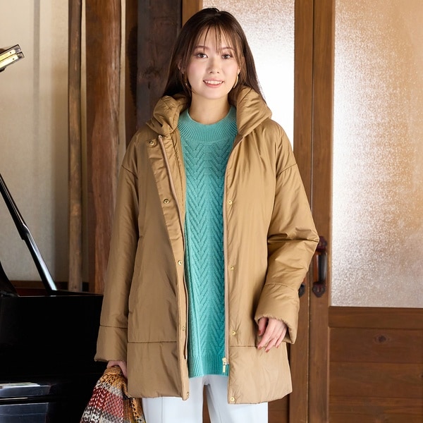 ピサーノ（PISANO）/キャメル入り中綿ボリューム襟コート