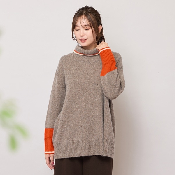 ピサーノ（PISANO）/【手洗いOK】配色使い・タートルネックニットトップ