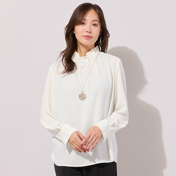 【NEW】ピサーノ（PISANO）/【手洗いOK】アムンゼン・ギャザー・ハイネックブラウス（無地)