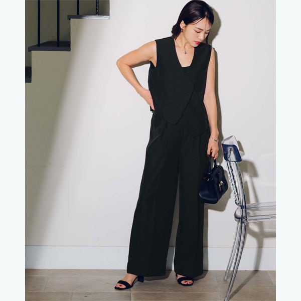 ユアーズ（ur’s）/【春名亜美さんコラボアイテム】アシンメトリージレ×ワイドパンツセットアップ