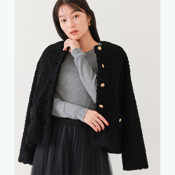 ユアーズ（ur’s）/ボアノーカラーゴールド釦ジャケット