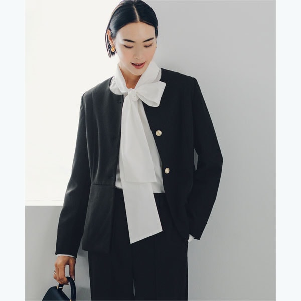 【NEW】ユアーズ（ur’s）/【小林有里さんコラボアイテム】美シルエットゴールド釦ペプラムジャケット