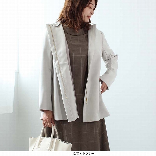 フルールbyミントブリーズ（fleur by mint breeze）/【大きいサイズ】Ａライン フード付き ジャケット