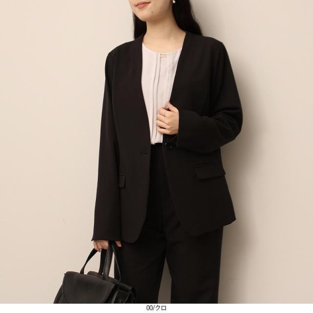 フルールbyミントブリーズ（fleur by mint breeze）/【大きいサイズ】【セットアップ・ウォッシャブル】ノーカラー　ジャケット