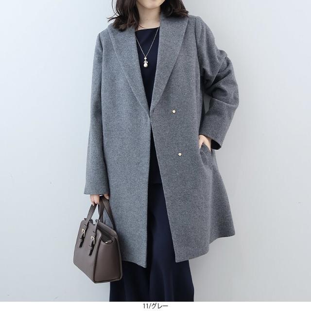 フルールbyミントブリーズ（fleur by mint breeze）/【大きいサイズ】ウールビーバーショールカラーコート