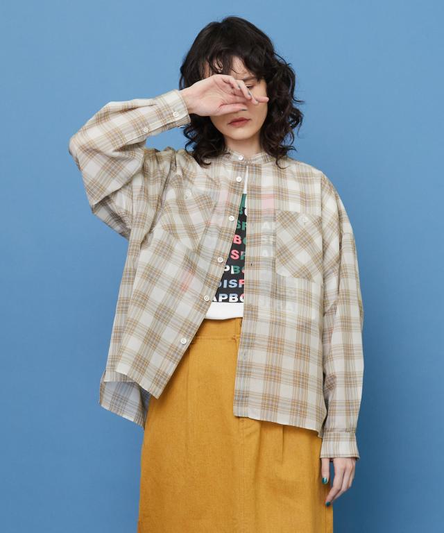 フラボア（FRAPBOIS）/シアー　チェック　 ワイドシルエット　シャツ
