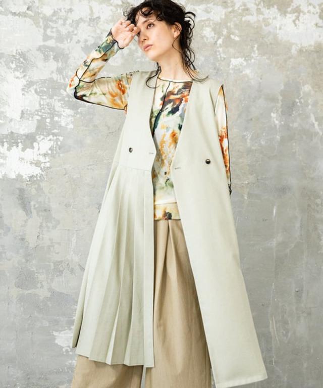 オズモーシス（OSMOSIS）/アシンメトリープリーツロングジレ