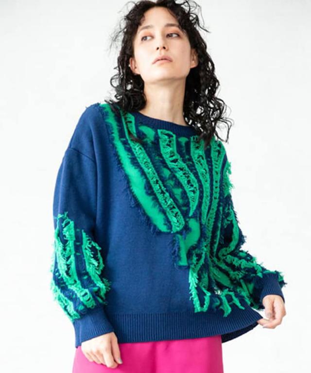 オズモーシス（OSMOSIS）/2WAYジャガードニットカーディガン