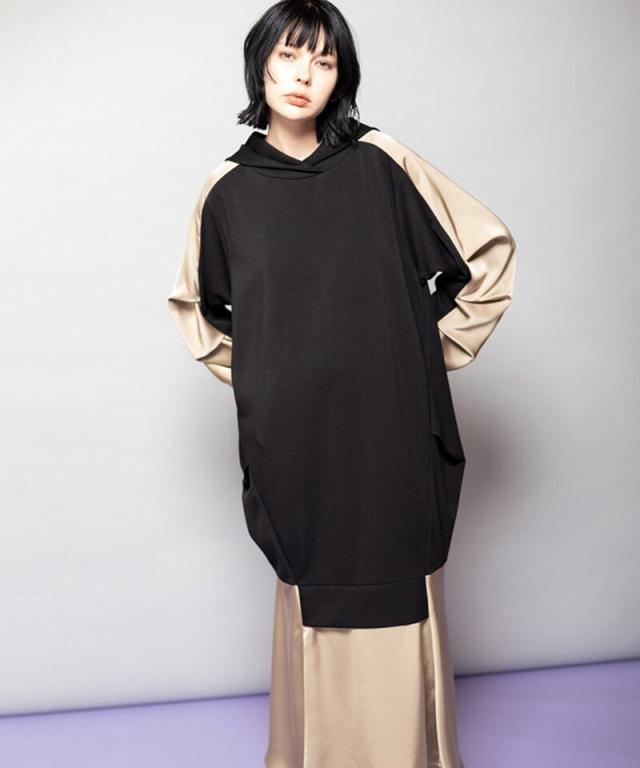 オズモーシス（OSMOSIS）/切替フレアーヘムフードワンピース