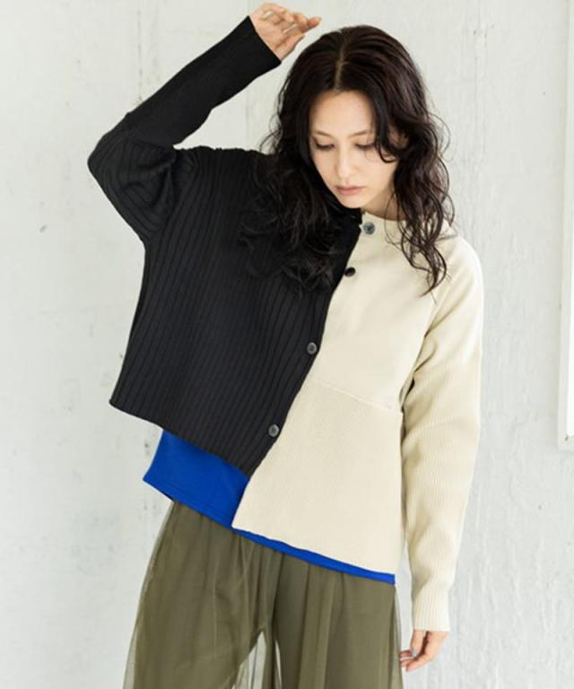 オズモーシス（OSMOSIS）/2WAYバイカラーニットカーディガン