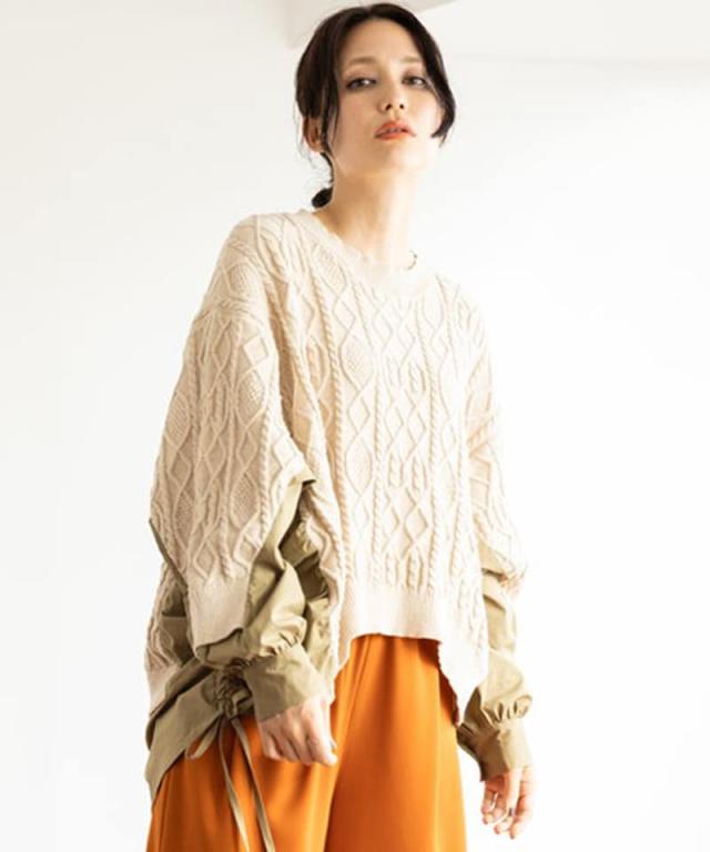 オズモーシス（OSMOSIS）/ケーブル編切替ニットプルオーバー