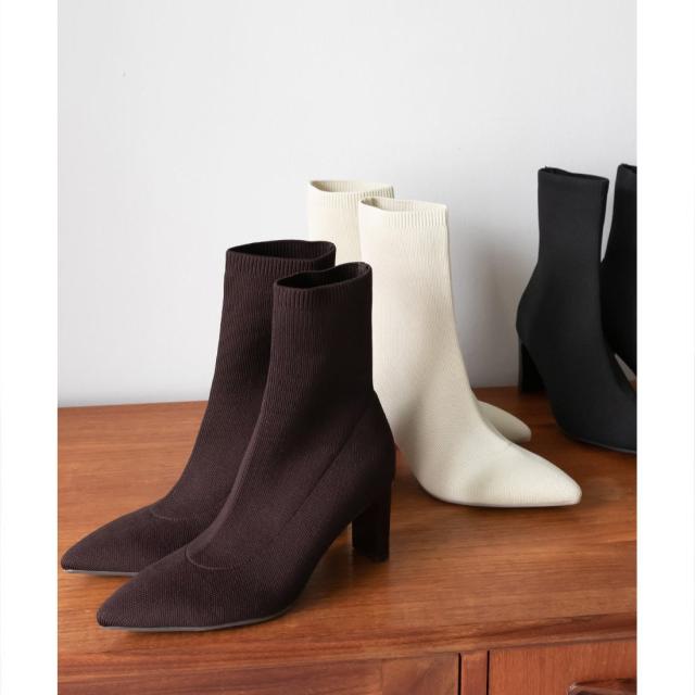 ランダ（RANDA）/【22．5−25．5】ストレッチ プレートヒールソックスブーツ