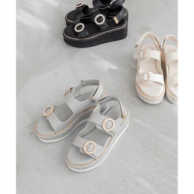 ランダ（RANDA）/【22．5−25．5】ビジュー×キルティング スポーツサンダル