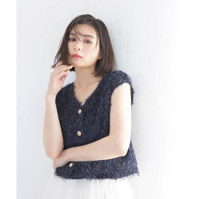 ランダ（RANDA）/フリンジトップス＆チュールワンピースセット