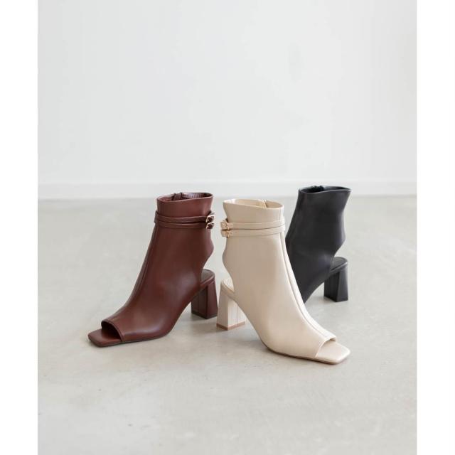 ランダ（RANDA）/【22．5−25．5】2WAY オープントゥストレッチショートブーツ