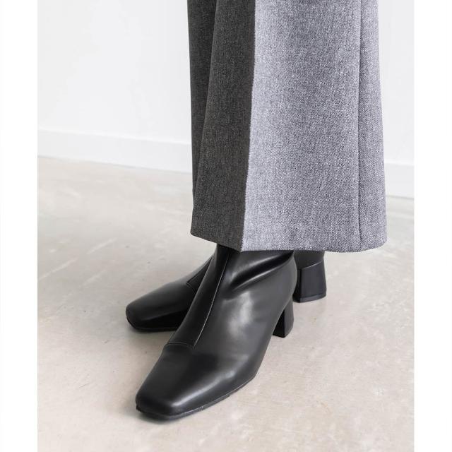 ランダ（RANDA）/【22．5−25．5】晴雨兼用 スクエアトゥミドルヒールショートブーツ