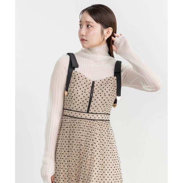 ランダ（RANDA）/【HEART COLLECTION】ハートチュールロングワンピース