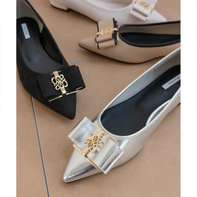 ランダ（RANDA）/【22−26】モノグラムパーツリボンフラットパンプス