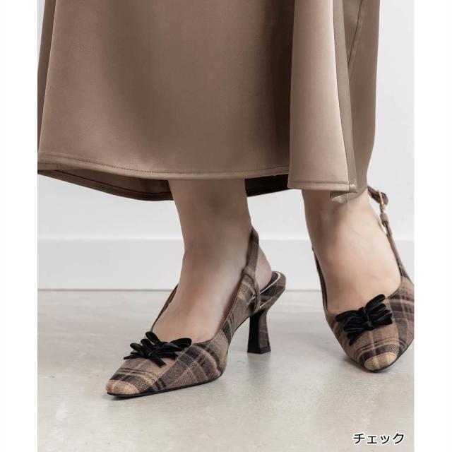 ランダ（RANDA）/＜25秋冬新作＞【22．5−25．5】ミニリボンバックストラップパンプス ランダ（RANDA）/＜25秋冬新作＞【22．5−25．5】ミニリボンバック