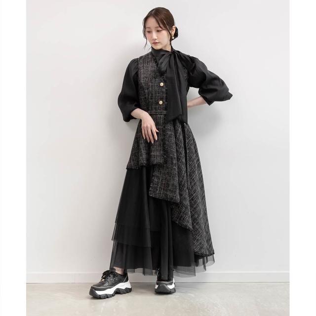 ランダ（RANDA）/＜25秋冬新作＞チュールレイヤードジャケットワンピース
