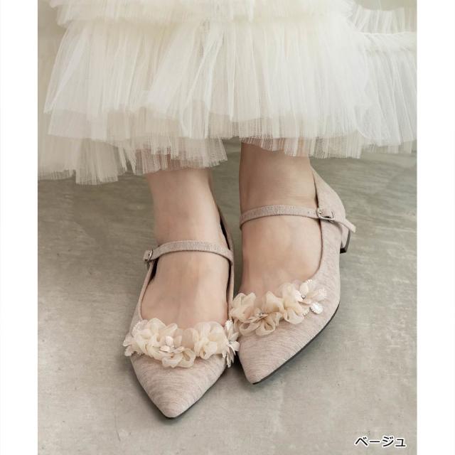 ランダ（RANDA）/＜25秋冬新作＞【22．5−25．5】3Dフラワーフラットパンプス ランダ（RANDA）/＜25秋冬新作＞【22．5−25．5】3Dフラワーフラット