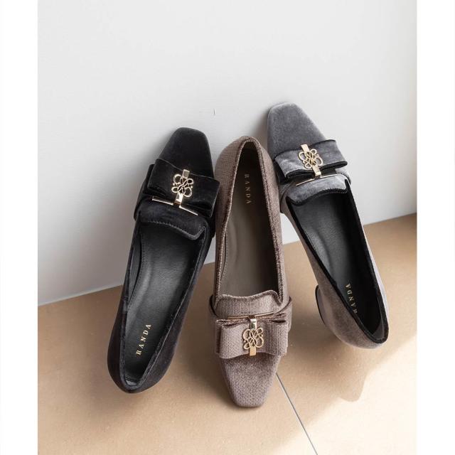 ランダ（RANDA）/＜25秋冬新作＞【22．5−25．5】モノグラムリボンベロアローファー